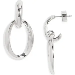 Nordstrom Twisted Oval Hoop Drop Earrings Silver