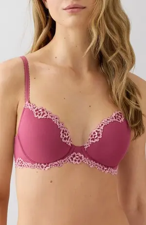 Wacoal Future Foundation Underwire Lace Trim Contour Bra - Dry Rose