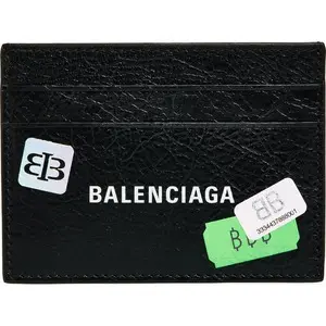 Balenciaga Cash Leather Card Case - Black/multicolor