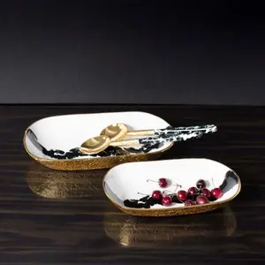LUNARES Bianco Nero Rectangle Bowls - White
