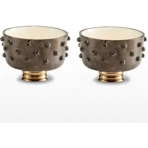 LUNARES Djembe Mini Round Bowlset Of 2 - Bronze