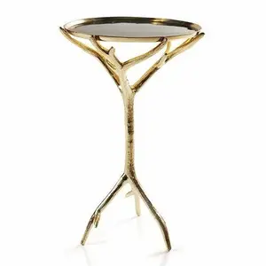 LUNARES Manzanita Accent Table - Oyster/gold
