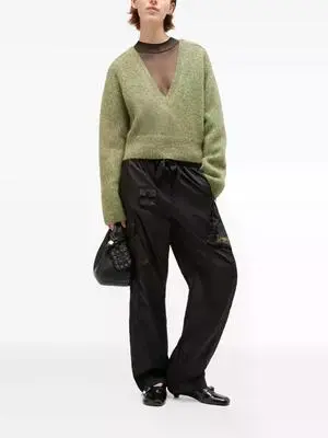 GANNI Brushed V-neck Sweater - Green