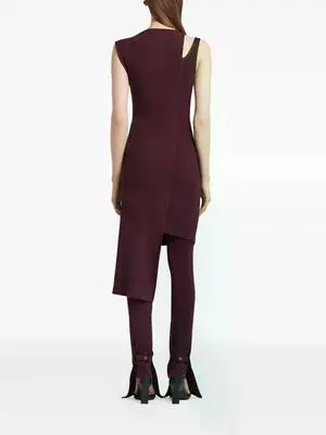 COURREGES Asymmetrical Ribbed Midi Dress - Red