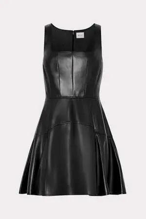 MILLY Vegan Leather Mini Dress - Black