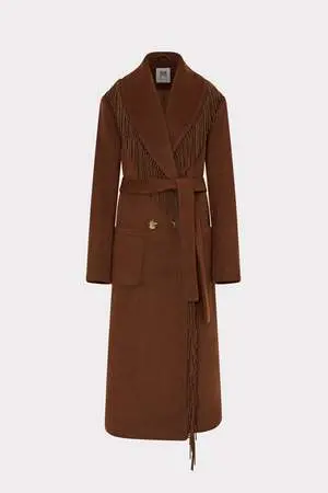 MILLY Wyatt Fringe Wool Overcoat