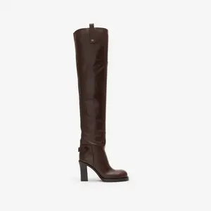 Burberry Leather Cavalier Thigh-high Heel Boots