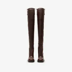 Burberry Leather Cavalier Thigh-high Heel Boots