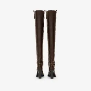 Burberry Leather Cavalier Thigh-high Heel Boots