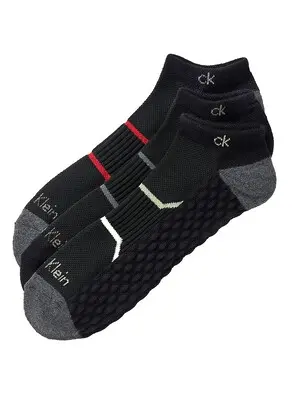 Calvin Klein Combed Cotton 3-pack Cushion Invisible Socks - Black
