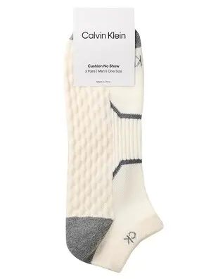 Calvin Klein Combed Cotton Blend No Show Socks 3 Pack - Tan Multi