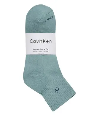 Calvin Klein Knit Quarter Socks 6 Pack - Blue Assorted