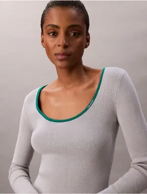 Calvin Klein Cotton Blend Scoopneck Sweater