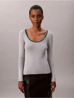 Calvin Klein Cotton Blend Scoopneck Sweater