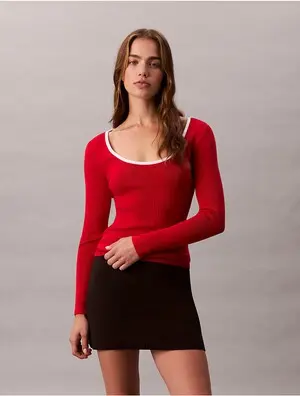 Calvin Klein Cotton Blend Scoopneck Sweater