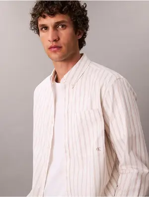 Calvin Klein Stripe Oxford Classic Button-down Shirt - Tofu