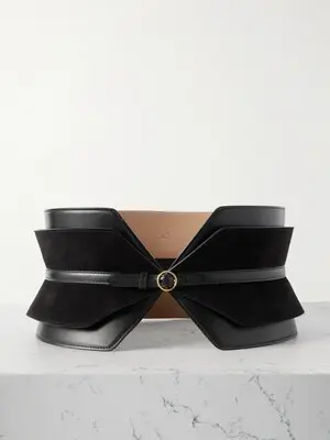Alaïa Leather And Suede Waist Belt - Black