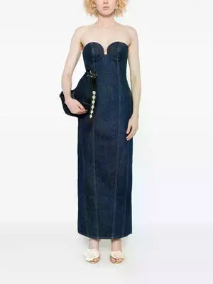 Magda Butrym Strapless Denim Midi Dress