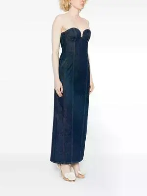 Magda Butrym Strapless Denim Midi Dress