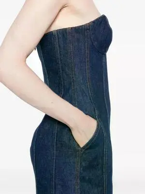 Magda Butrym Strapless Denim Midi Dress