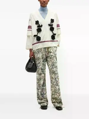 GANNI Floral-print Trousers - Neutrals