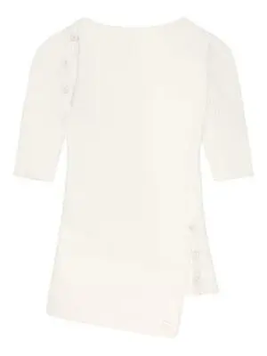 COURREGES Ribbed-knit Top With Cut-out And Embroidered Logo