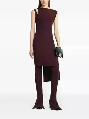 COURREGES Asymmetrical Ribbed Midi Dress - Red