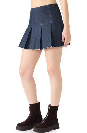 Steve Madden Joan Pleated Denim Mini Skirt