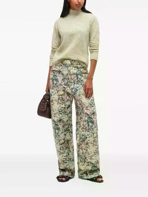 GANNI Floral Tapestry Jacquard Trousers - Neutrals
