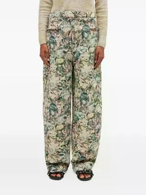 GANNI Floral Tapestry Jacquard Trousers - Neutrals