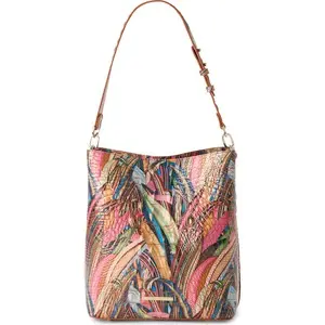 Brahmin Celina Croc Embossed Leather Bucket Bag - Sunleaf