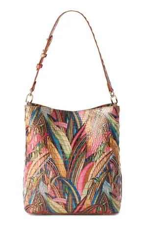 Brahmin Celina Croc Embossed Leather Bucket Bag - Sunleaf