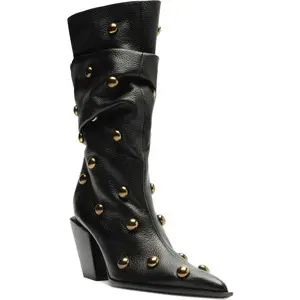 Schutz Tulsa Stud Pointed Toe Boot - Black