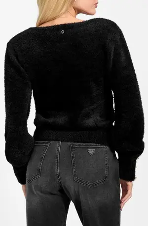 Guess Faux Fur Sweater - Black-black