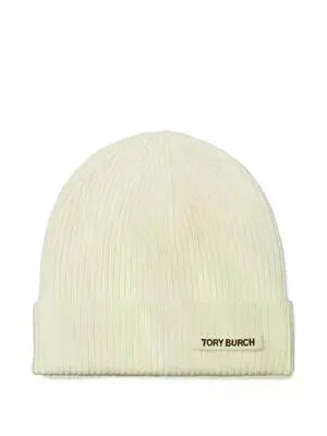 Tory Burch Ribbed-knit Beanie - White