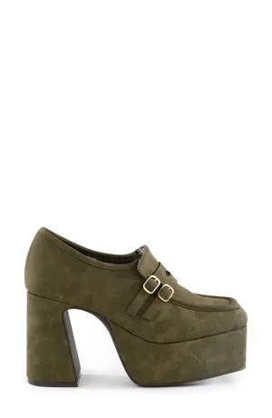 Bc Footwear Platform Pumps With Buckle Straps - Olive