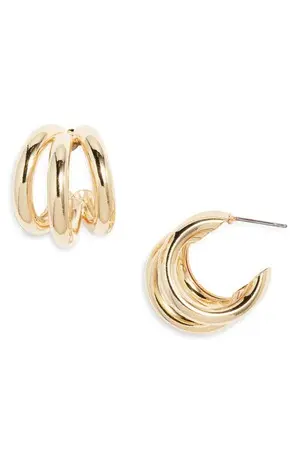 SET & STONES Anniston Triple Row Hoop Earrings - Gold