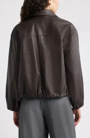Nordstrom Bubble Hem Leather Bomber Jacket