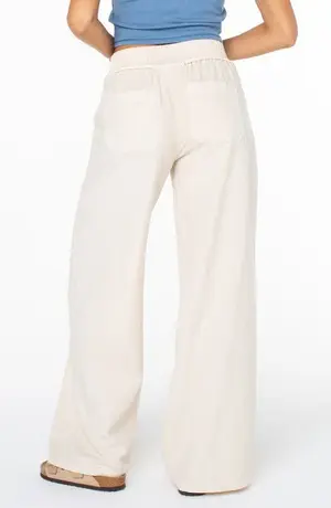 Roxy Drawstring Cotton And Linen Pants - Pumice Stone