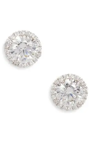 Nordstrom Cubic Zirconia Stud Earrings - Platinum Plated