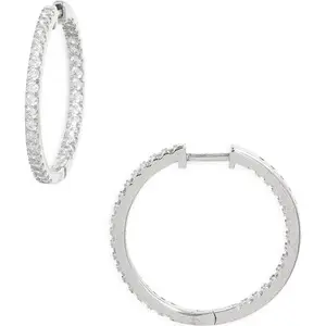 Nordstrom Pavé Cubic Zirconia Hoop Earrings - Platinum Plated