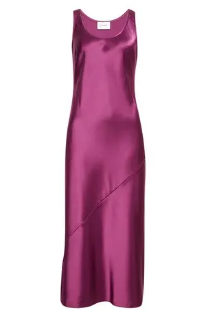 St. John Sleeveless Satin Midi Dress