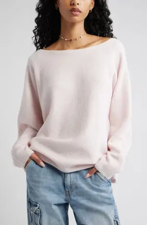 Bp. Lofty Boat Neck Oversized Sweater - Pink Primrose