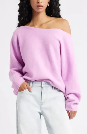 Bp. Lofty Boat Neck Oversized Sweater Purple Moth