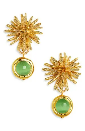 KARINE SULTAN Starburst Clip-on Drop Earrings - Green