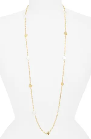 KARINE SULTAN Coin & Pearl Station Necklace