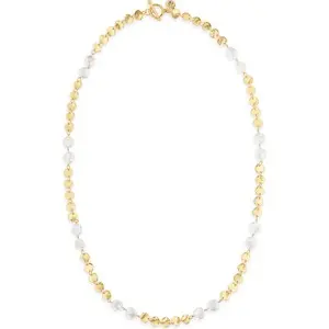 KARINE SULTAN Mini Coin & Pearl Station Necklace - Gold
