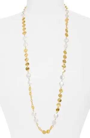 KARINE SULTAN Mini Coin & Pearl Station Necklace