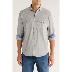 Tommy Bahama Coastline Cord Heather Bay Cotton Corduroy Button-up Shirt - Light Grey Heather