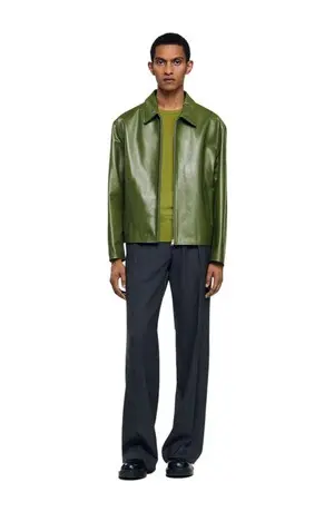 Sandro Zip-up Leather Jacket - Lime